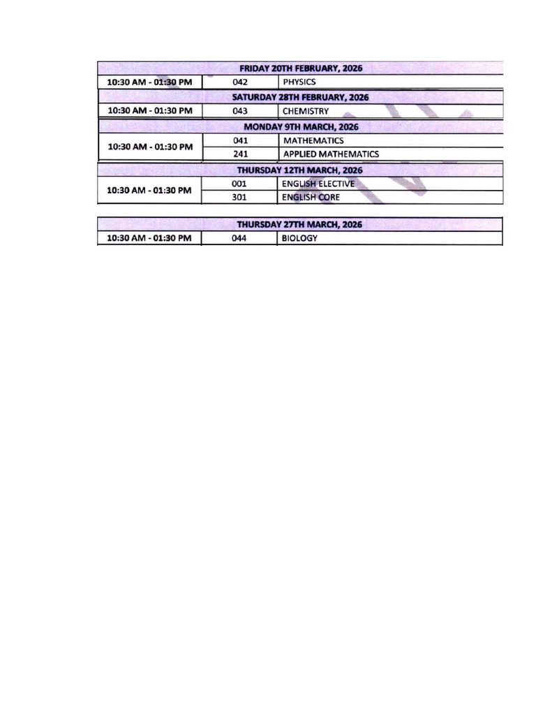 Date Sheet | PDF