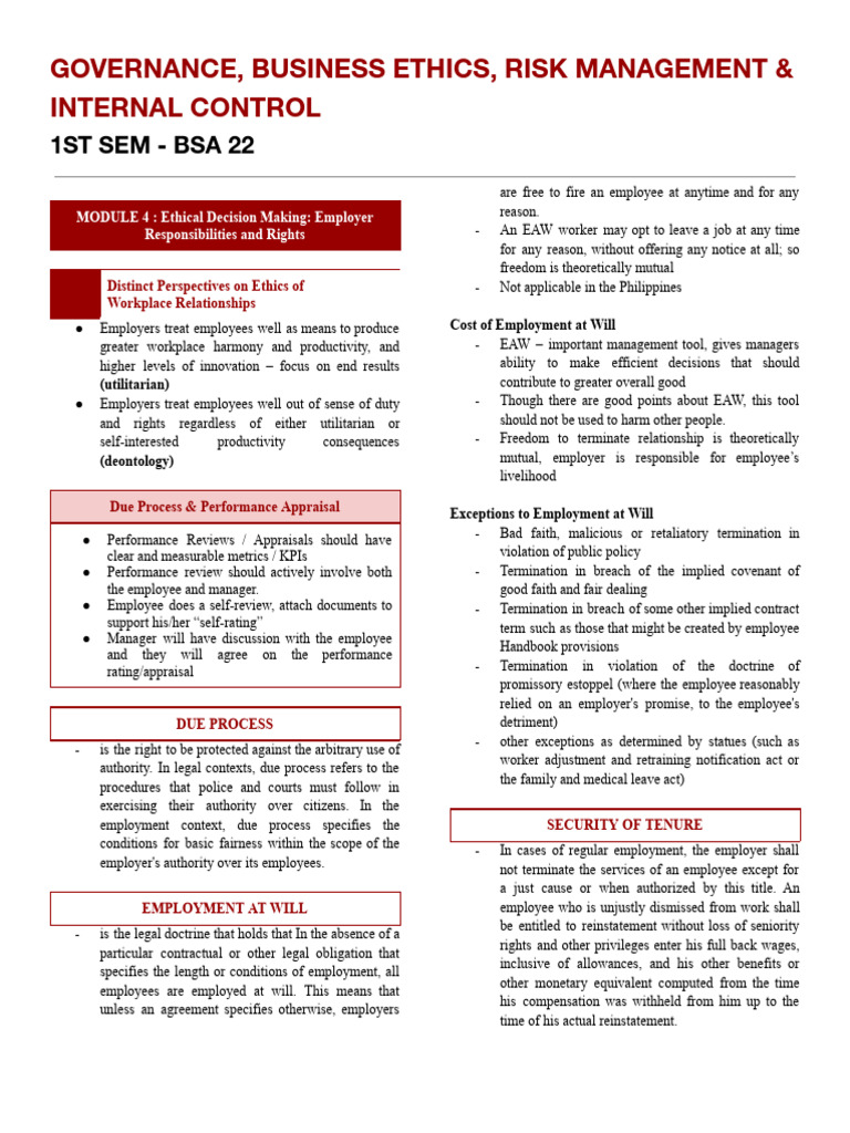 BSA2 Reviewer - Governance, Business Ethics, Risk Management & Internal ...