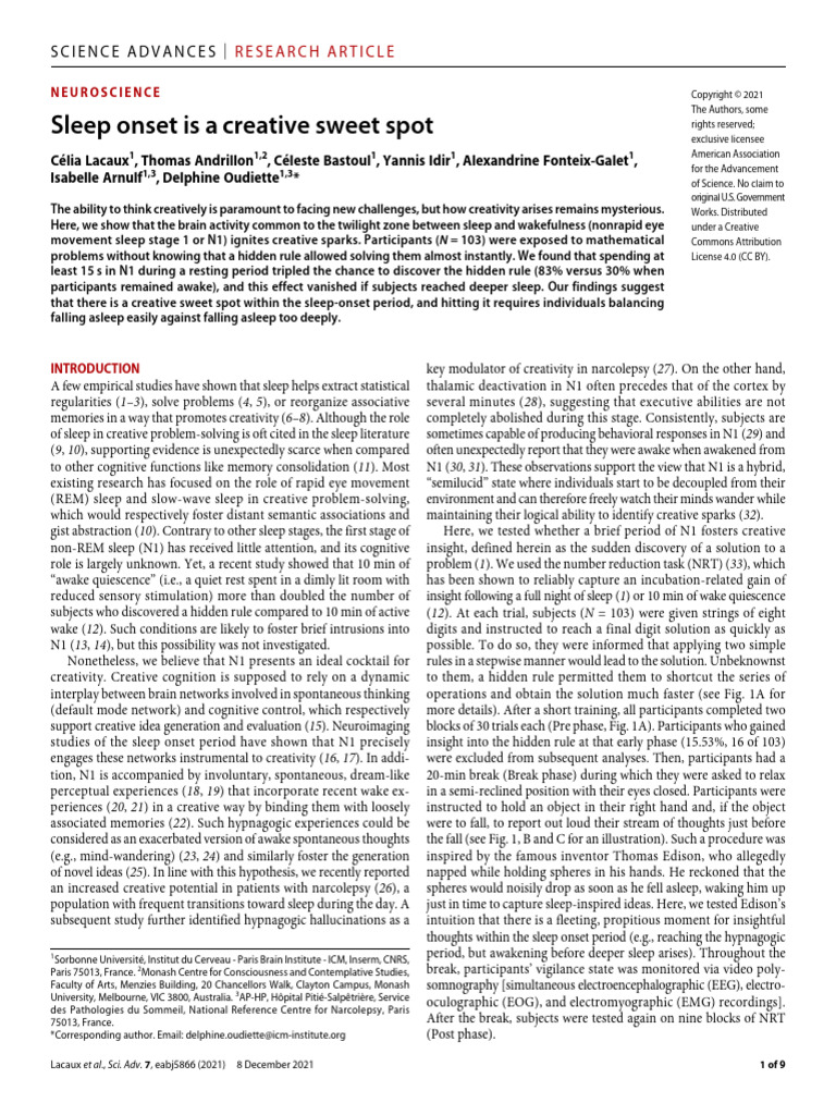 sciadv.abj5866 | PDF | Sleep | Rapid Eye Movement Sleep