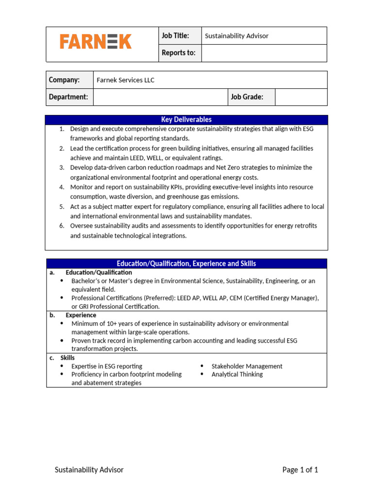 Sustainability Advisor | PDF