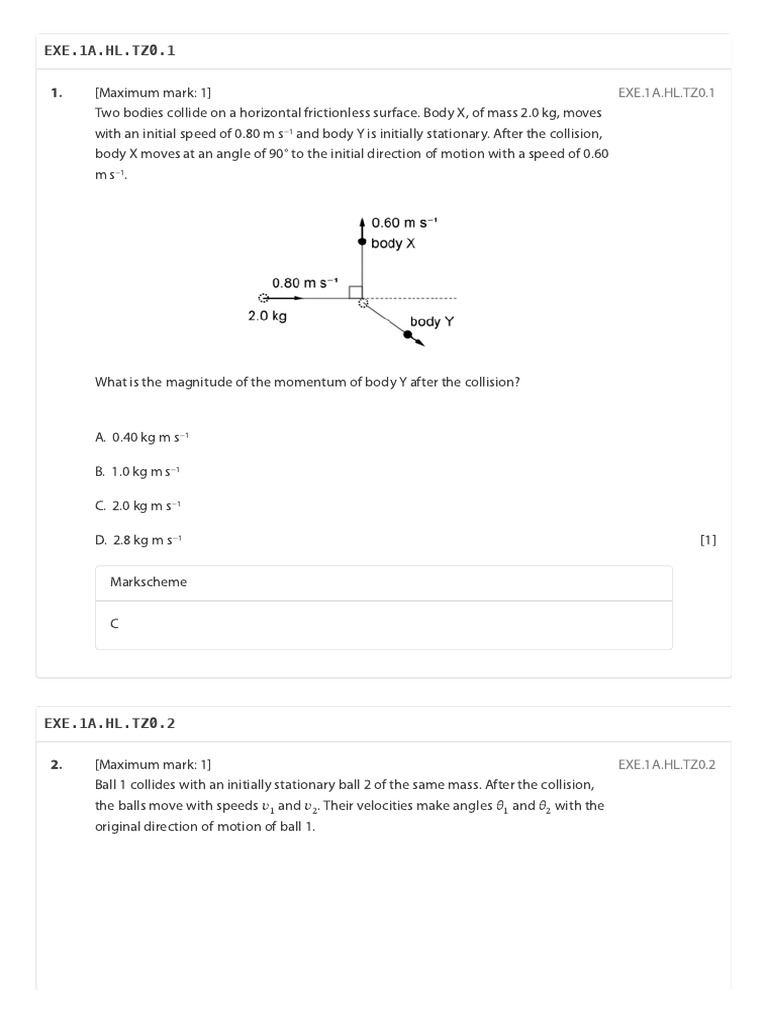 IB Physics A2 2025 Past Papers Compiled | PDF | Collision | Physical ...