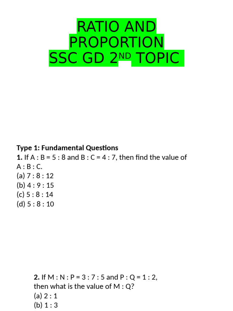 Ratio and Proportion | PDF | Rupee | Currency