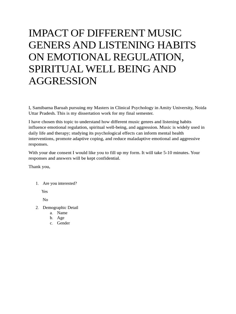 Impact of Different Music Geners and Listening Habits On Emotional ...