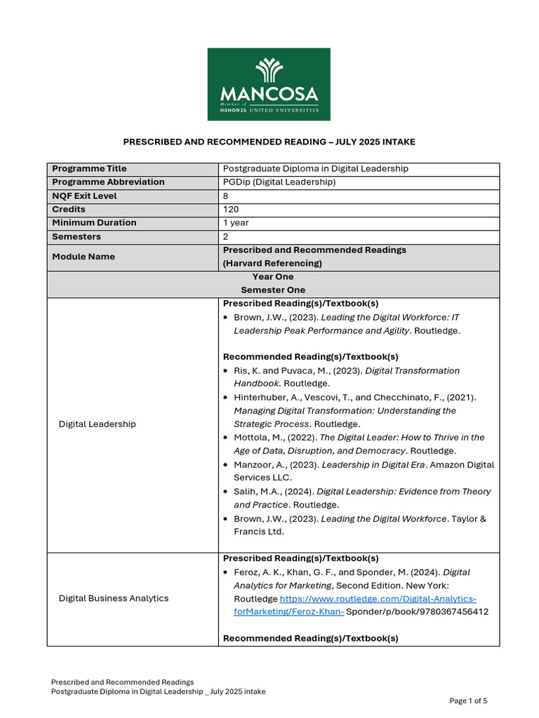 Postgraduate Diploma in Digital Leadership - July 2025 Intake ...