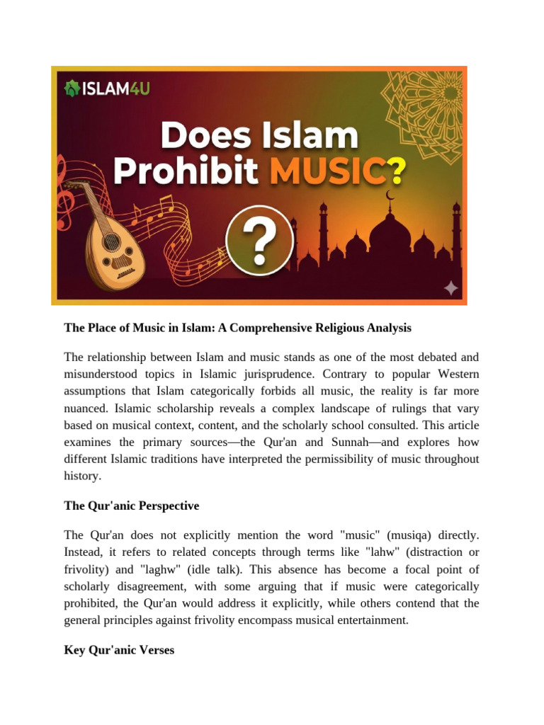 The Place of Music in Islam- a discussion | PDF | Hadith | Quran