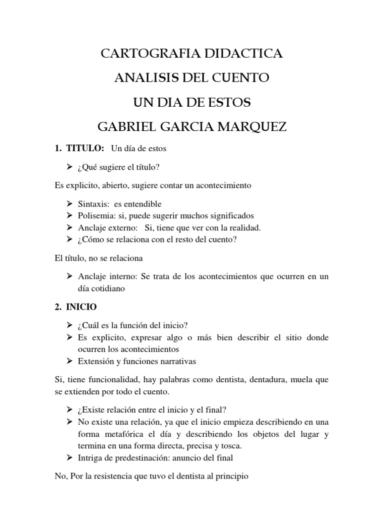 Análisis de "Un día de estos" | PDF | Narración | Narrativa