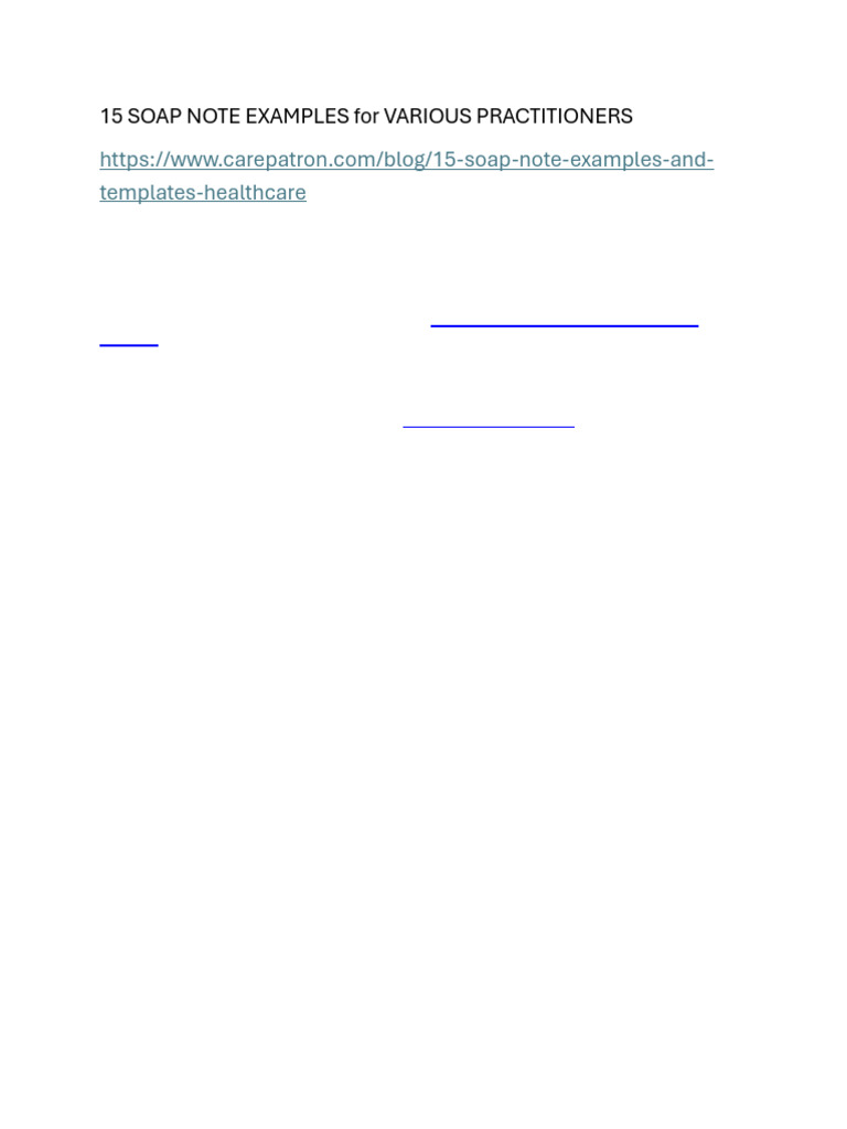15 Soap Note Examples For Various Practitioners | PDF | Major ...
