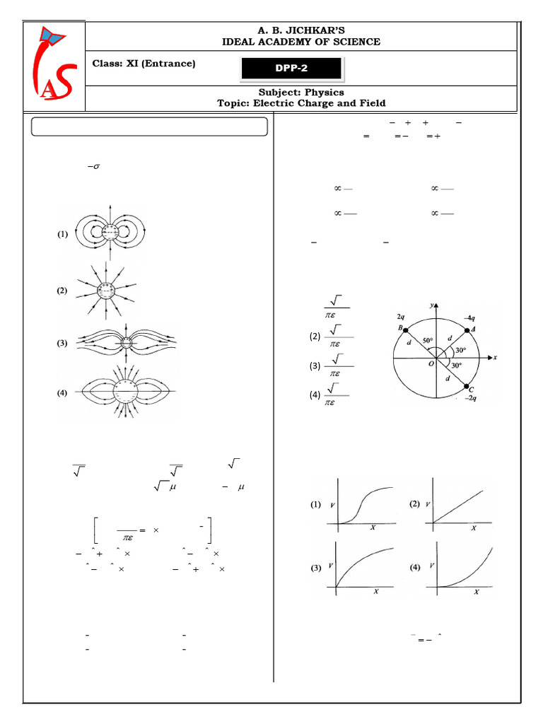 02 Electric Charge and Field-DPP - 2 | PDF | Electric Field | Electron