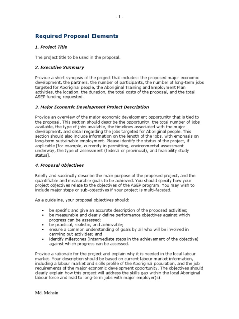Required Proposal Elements: 1. Project Title | PDF | Environmental ...