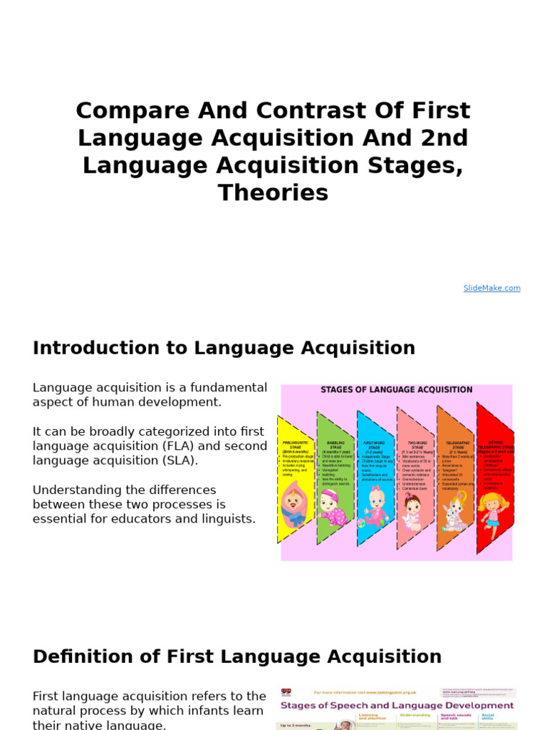 Compare and Contrast of First Language Acquisition and 2nd Language ...