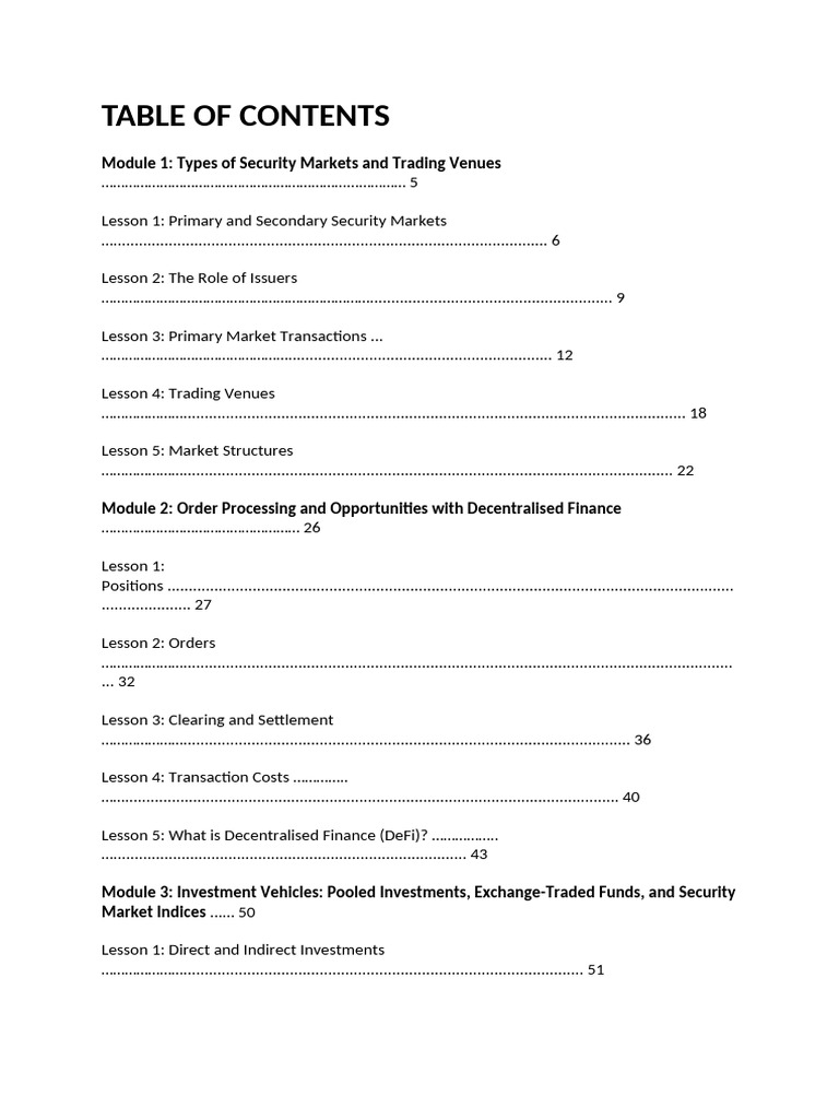 Cfa - Ifc - Course 2 - Types and Functioning of Markets - Claude | PDF ...