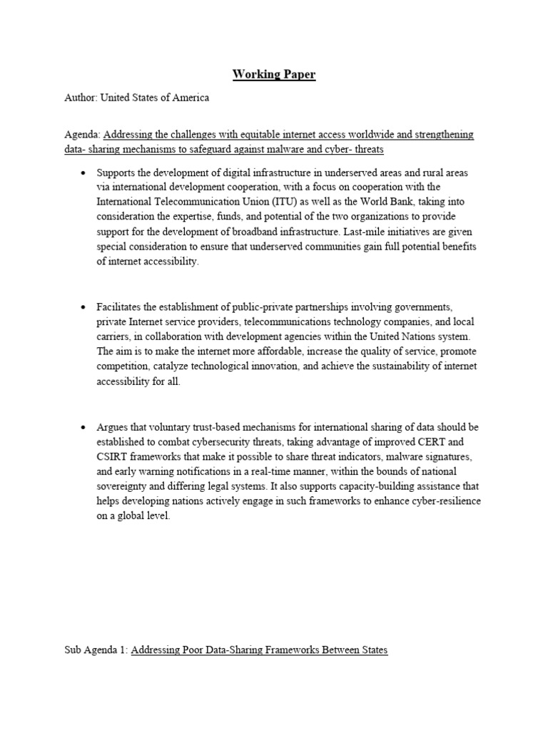 Working Paper - USA | PDF | Internet | International Telecommunication ...