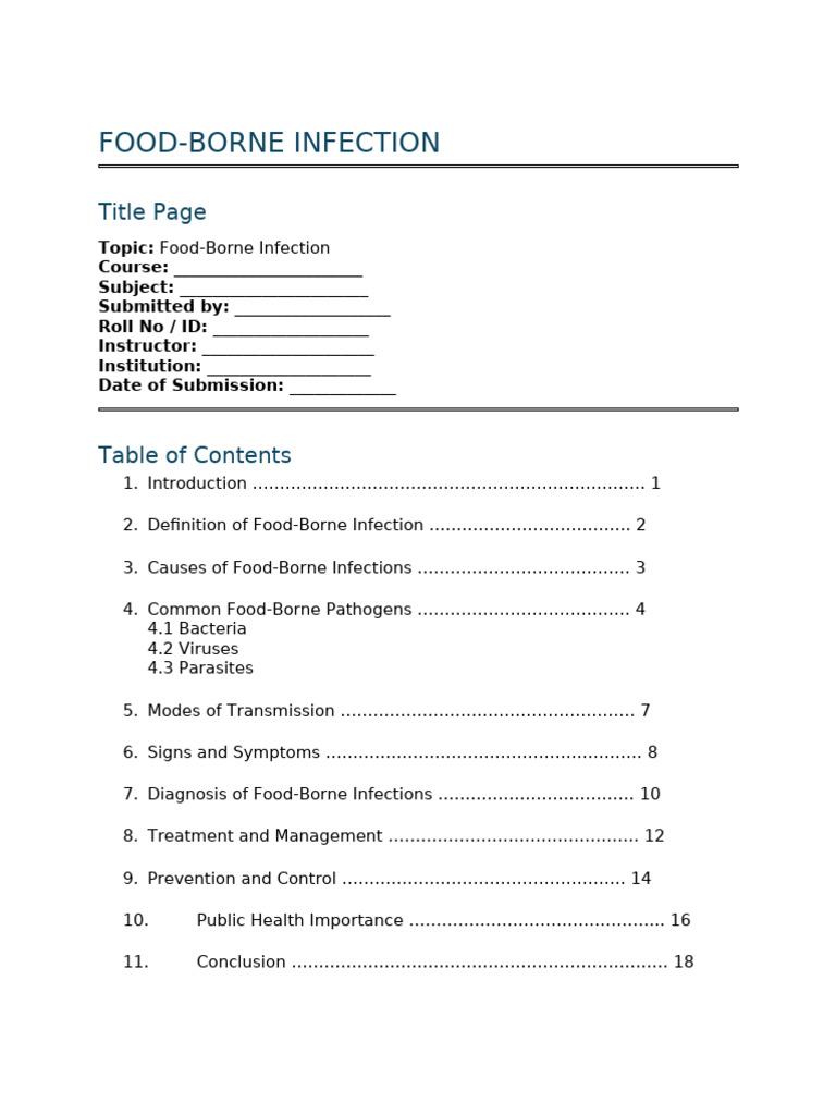 Food-Borne Infection Assignment | PDF | Infection | Foodborne Illness