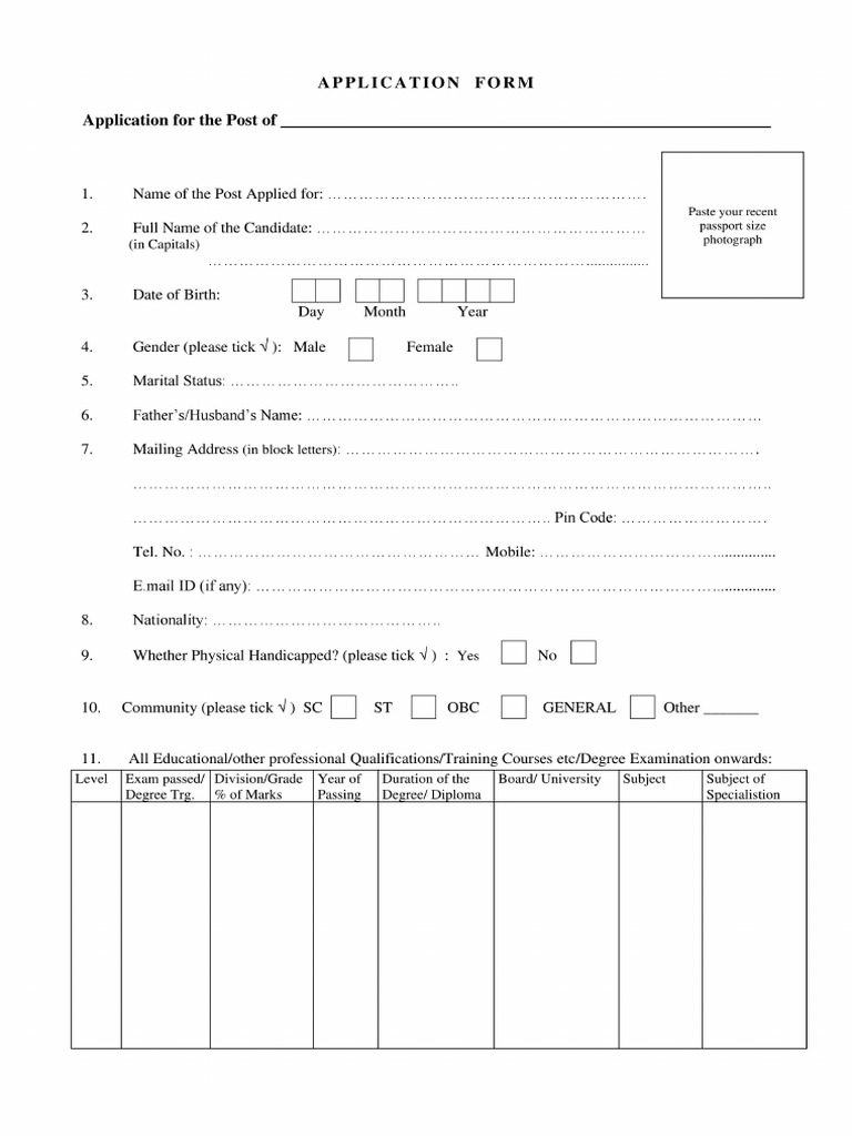Offline Application Form | PDF