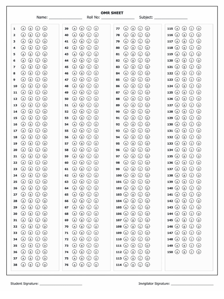 OMR Sheet 150 | PDF