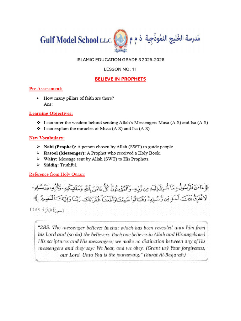 Believe in Prophets Notes | PDF | Prophets And Messengers In Islam ...