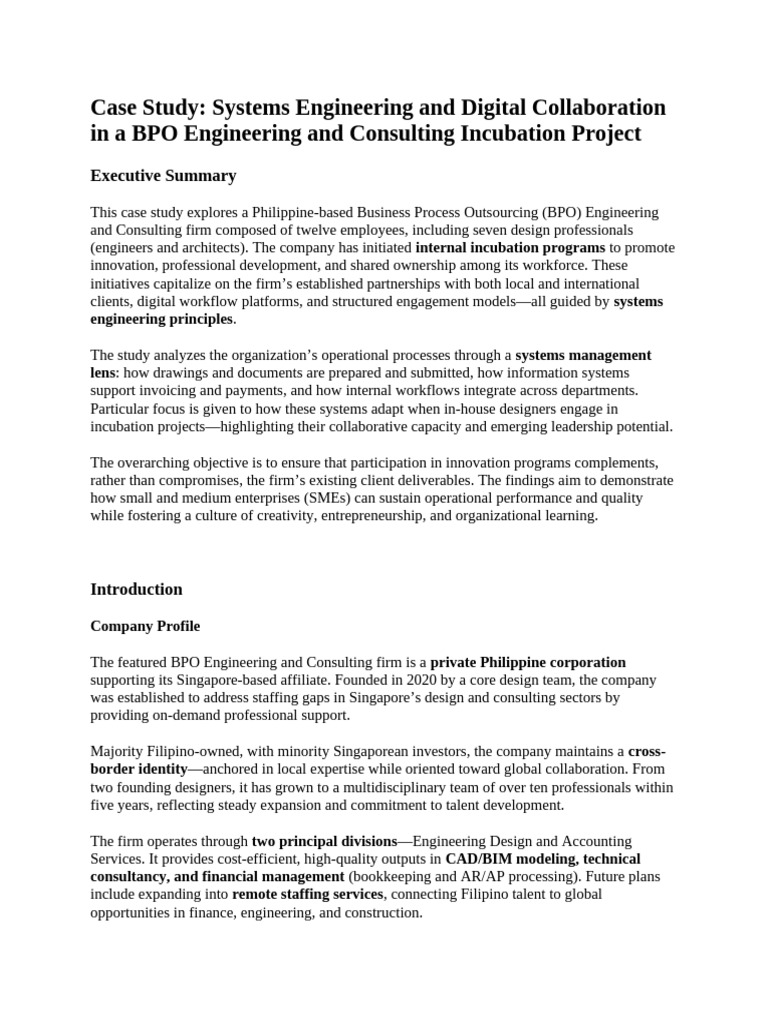 Case-Study Sample v4 | PDF | Feasibility Study | Systems Engineering