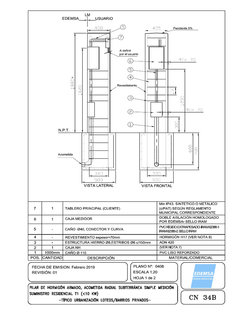 Pilar de Hormigon Con Acometida Radial | PDF
