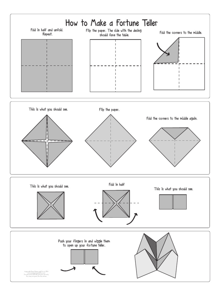 Fortune Teller Origami Diagram | PDF