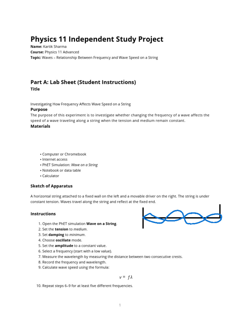 Physics 11 Independent Study Project - Waves Experiment | PDF | Waves ...