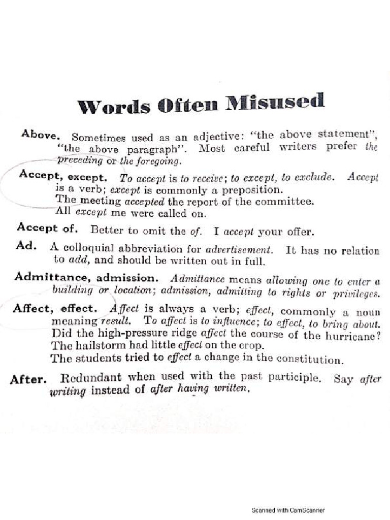 Commonly Misused Words - Compressed | PDF