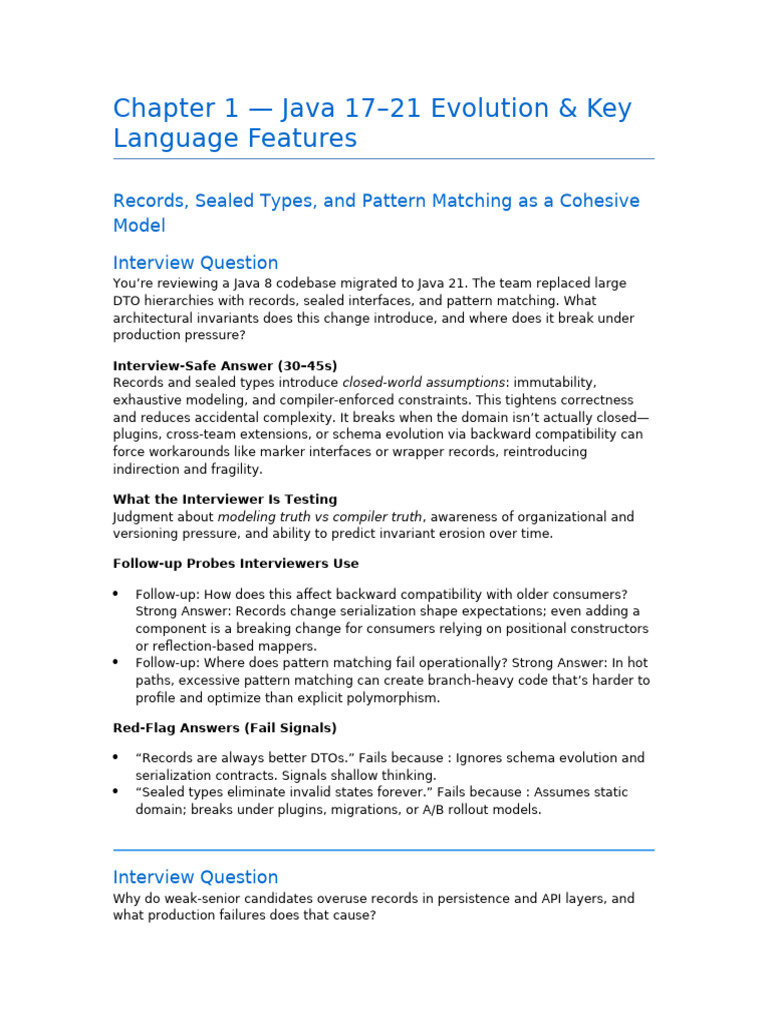 1 Java 17 21 Evolution Key Language Features Interview Questions Master ...