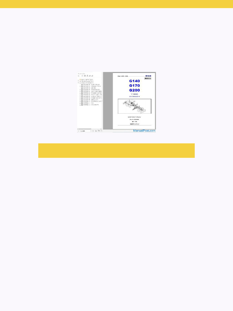 Fiat Hitachi Motor Grader g140 g170 g200 Maintenance Manual | PDF