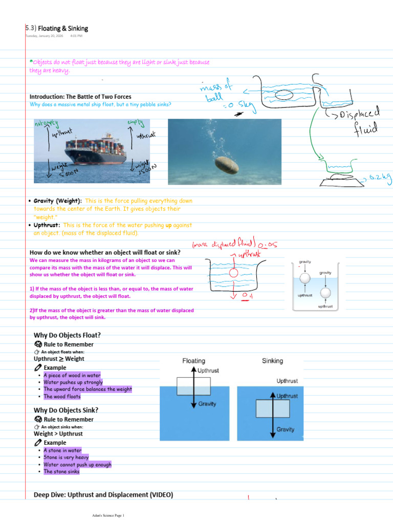 5.3 Floating and Sinking | PDF | Buoyancy | Weight