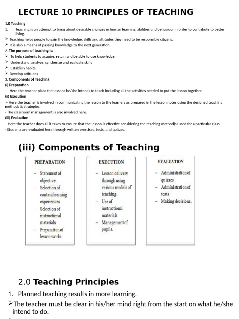 Lecture 10 Principles of Teaching | PDF | Learning | Teachers