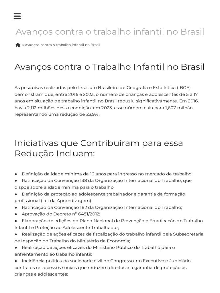 Avanços contra o trabalho infantil no Brasil _ Fórum Nacional de ...