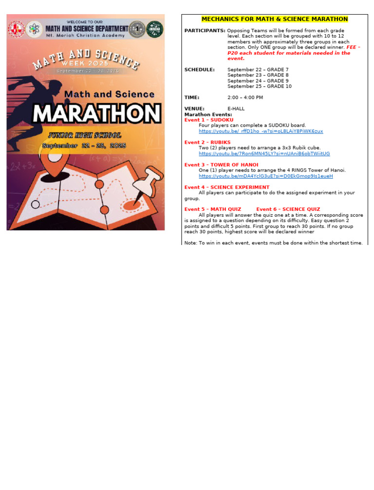 Math Science Marathon | PDF