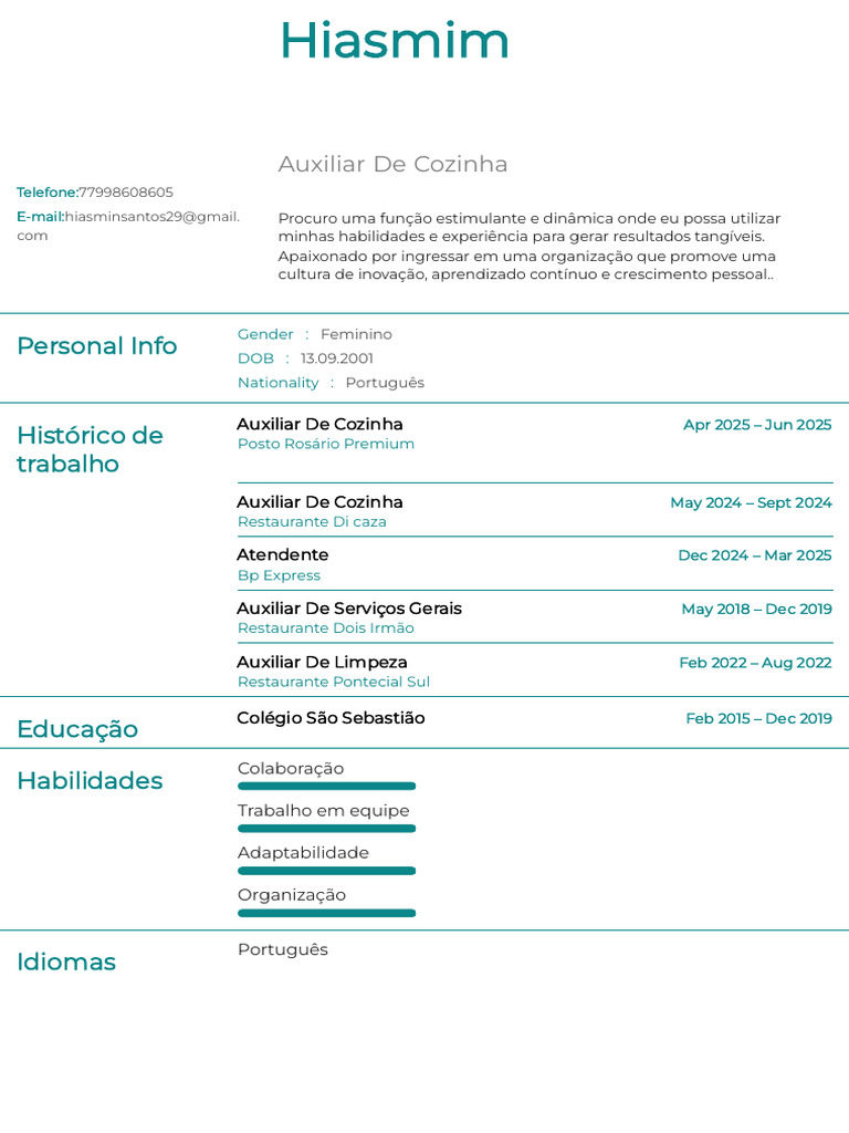 Hiasmim Resume 286-1 | PDF