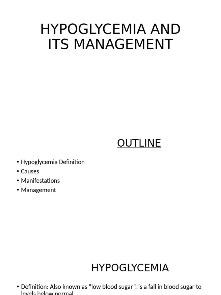 Hypoglycemia and Its Management | PDF