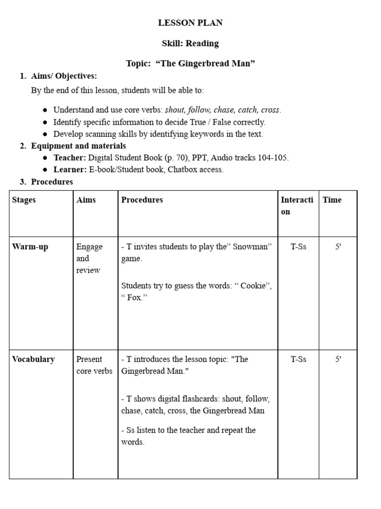 Group 6 - Lesson Plan Demo Teaching Reading Skills - The Gingerbread ...