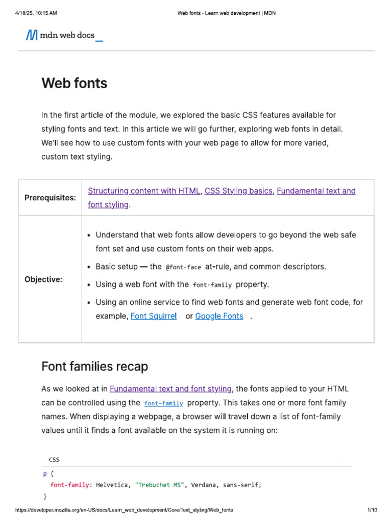 Web Fonts | PDF