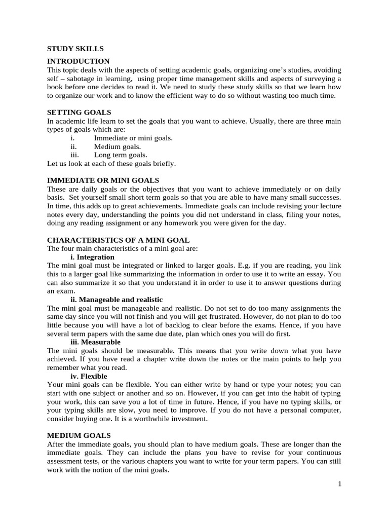 10 Study Skills | PDF | Goal | Learning