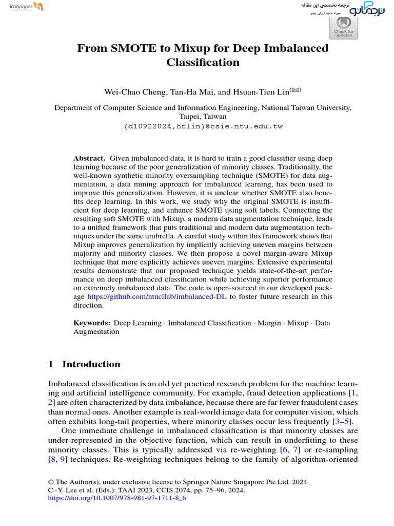 From SMOTE To Mixup For Deep Imbalanced Classification | PDF | Applied ...