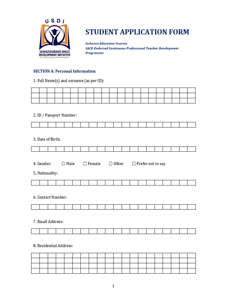 Inclusive Education Application Form-1 | PDF | Inclusion (Education ...