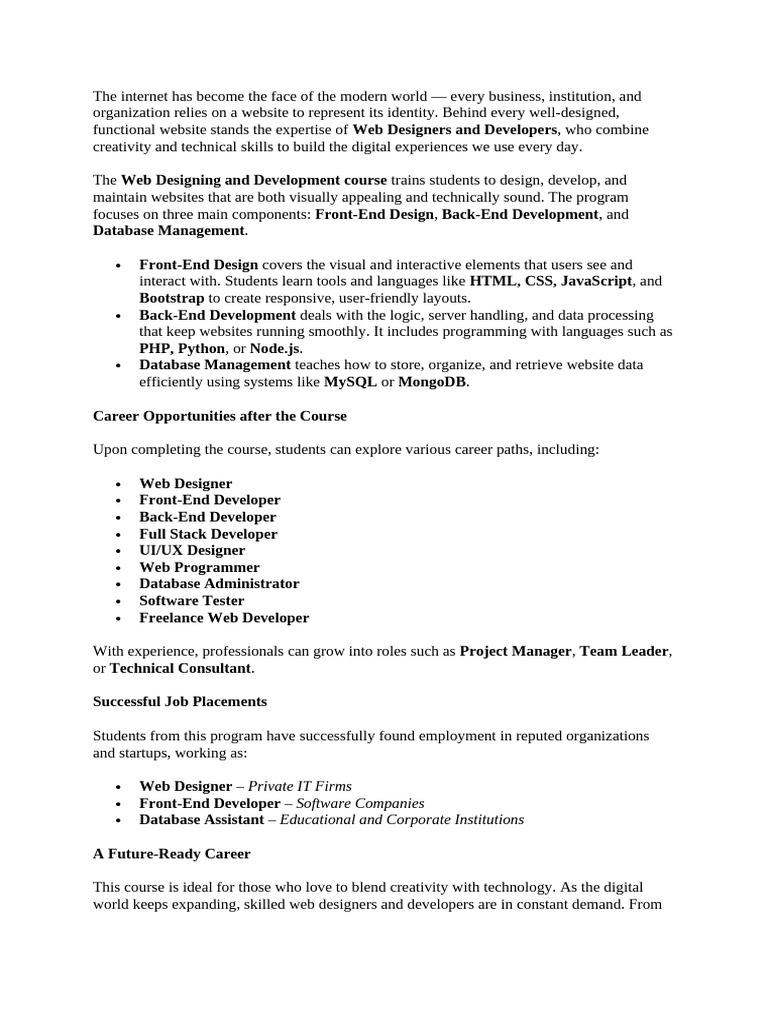 Web Designing and Developing | PDF
