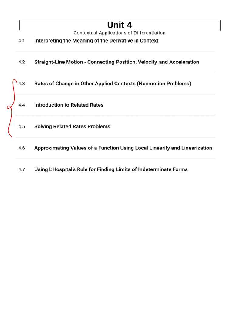 Unit 4. Contextual Applications of Differentiation | PDF | Derivative ...