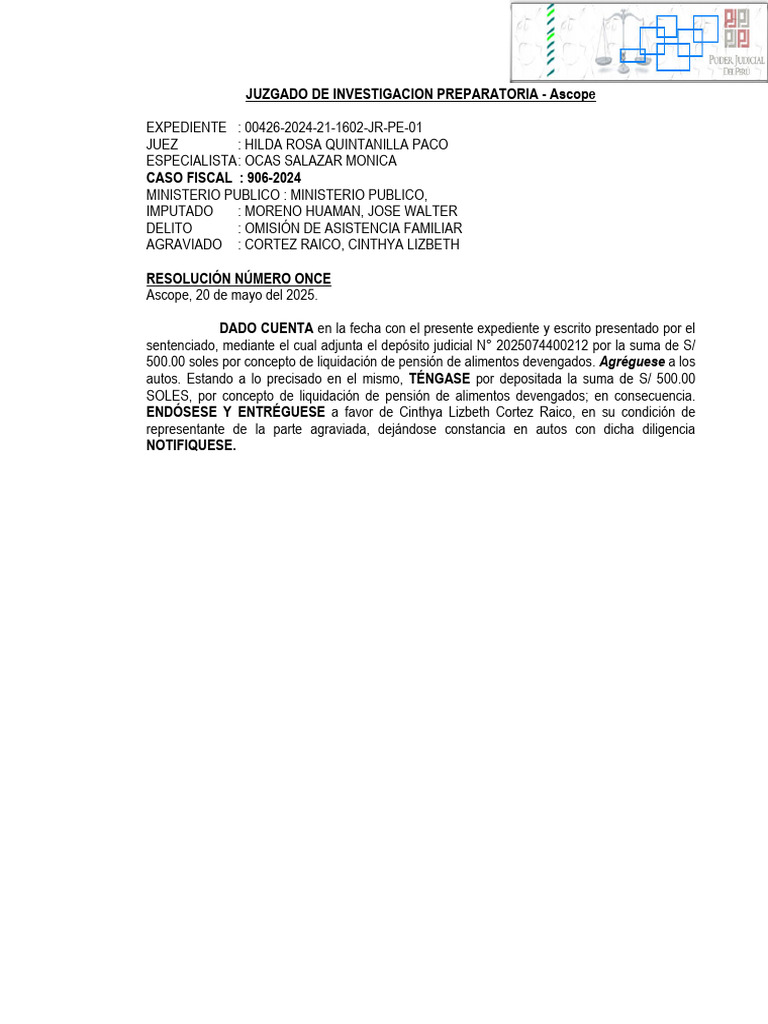 Exp. 00426-2024-21-1602-JR-PE-01 - Resolución - 10422-2025 | PDF