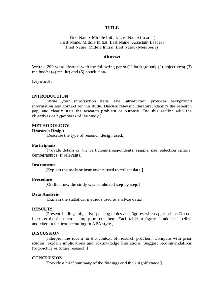 IMRAD Template | PDF