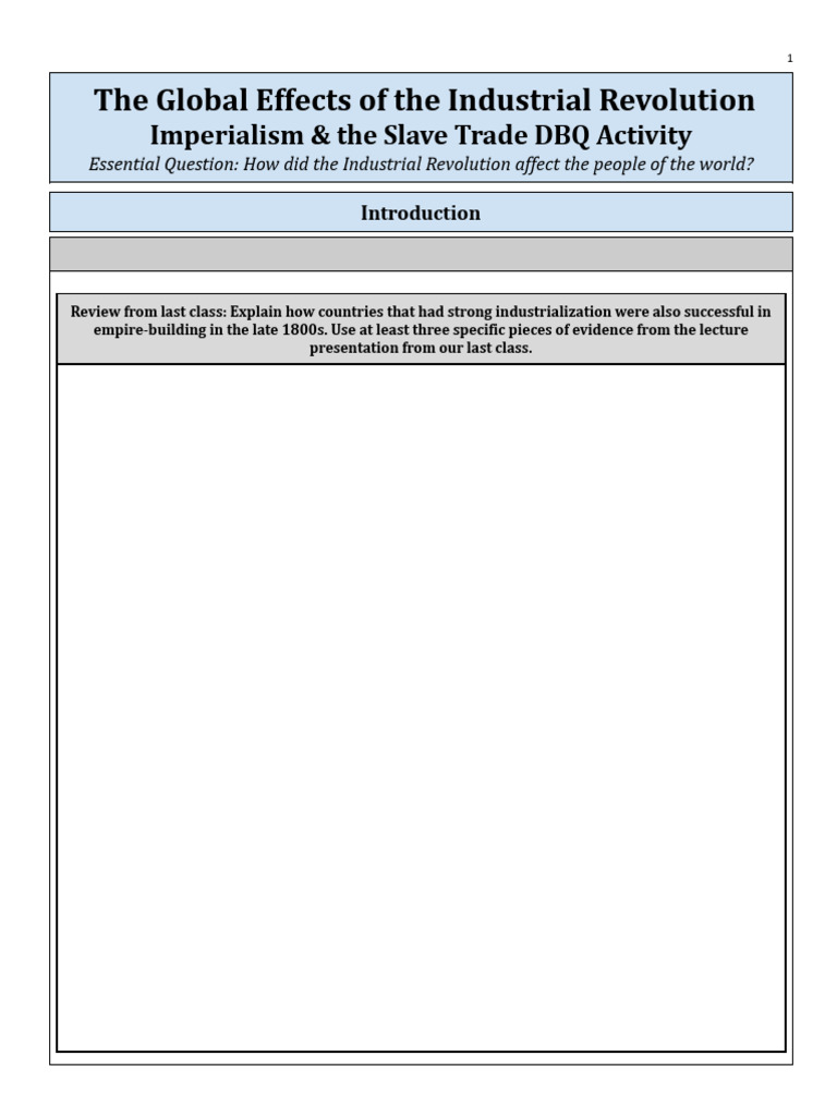 Classkick Task 4.2 Imperialism & The Slave Trade - The Global Effects ...