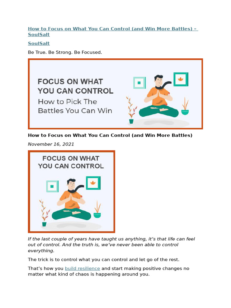How To Focus On What You Can Control | PDF | Mindset | Mental Health
