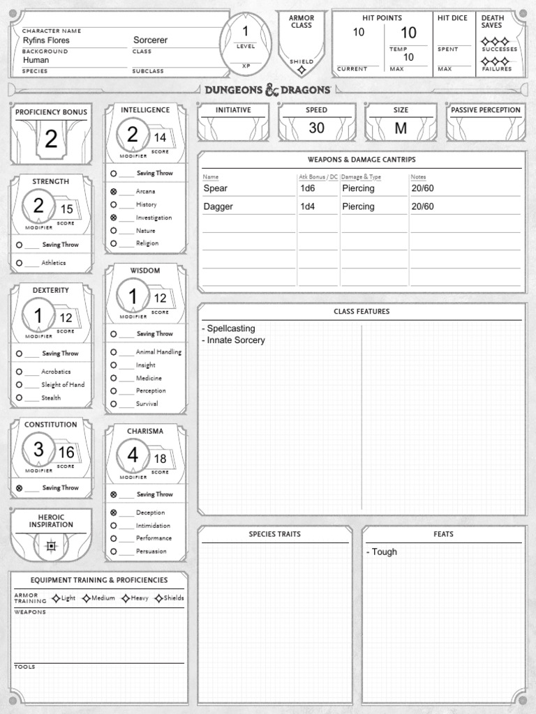 DND - 2024 - Character-Sheet - Fillable - V2 | PDF | Role Playing Games