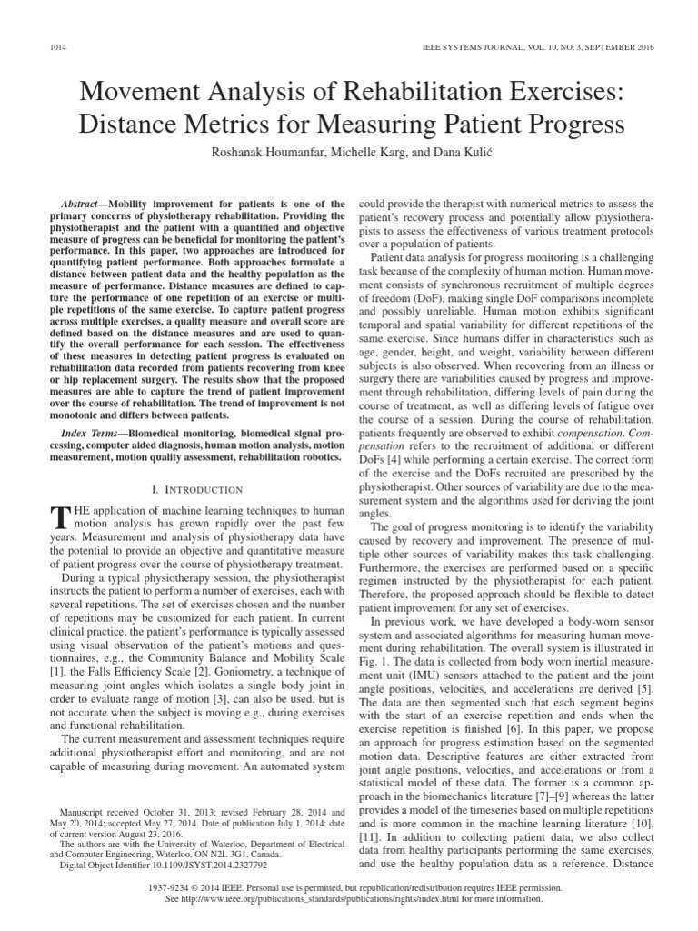 Movement Analysis of Rehabilitation Exercises Distance Metrics For ...