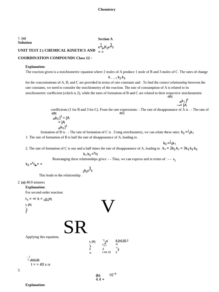 Unit Test CHEMISTRY QP Solutions | PDF | Coordination Complex ...