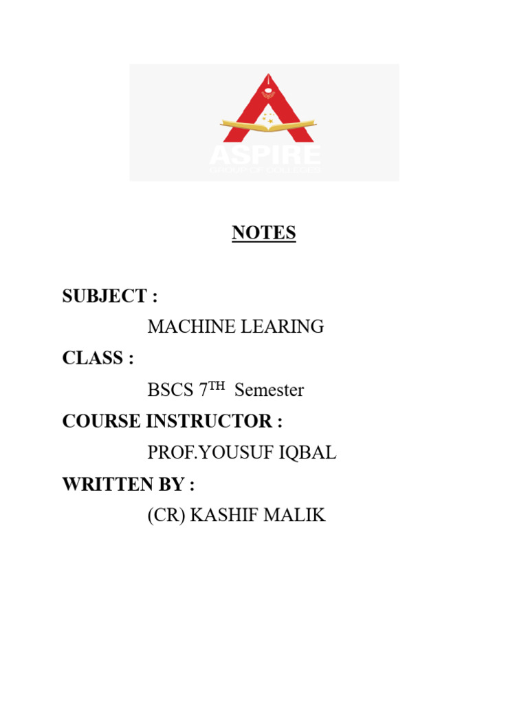 Machine Learning Notes | PDF | Machine Learning | Pattern Recognition