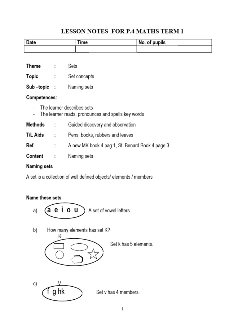 p.4 Maths Lesson Notes Term 1 | PDF | Mathematics