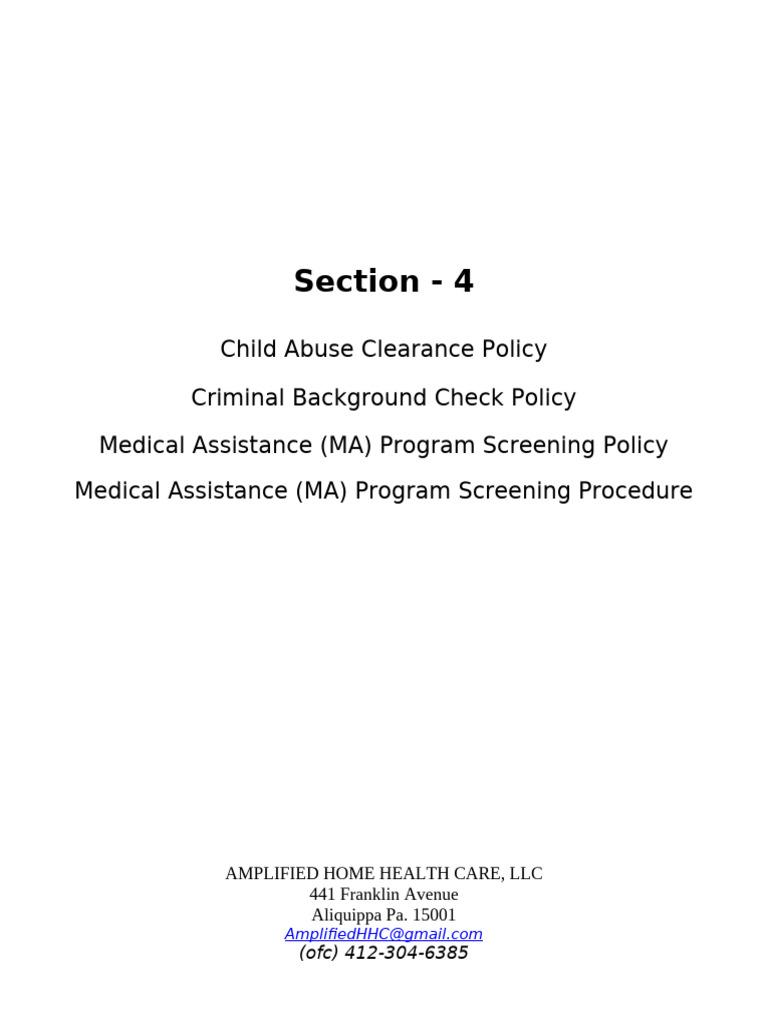 Section - 4 Child Abuse Clearance | PDF | Background Check | Employment